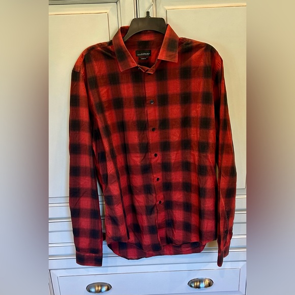 Zara | Shirts | Zara Man Black Tag Mens Size Large Slim Fit Made In ...